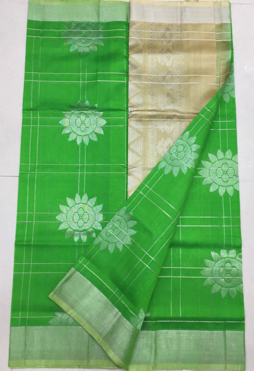 Latest Kuppadam Pattu Sarees with Silver zari
