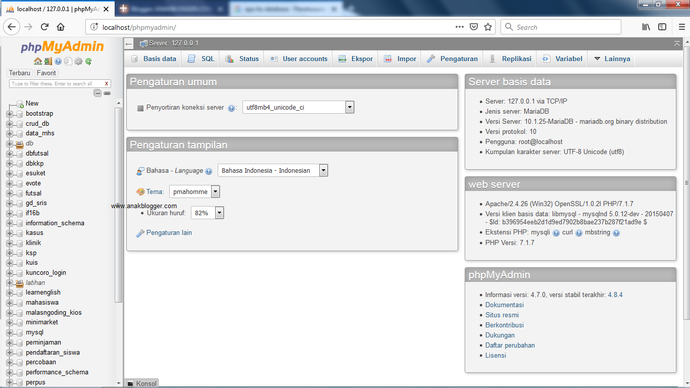 Cara Membuat Database MySQL Baru dengan XAMPP phpMyAdmin - ANAKBLOGGER.COM