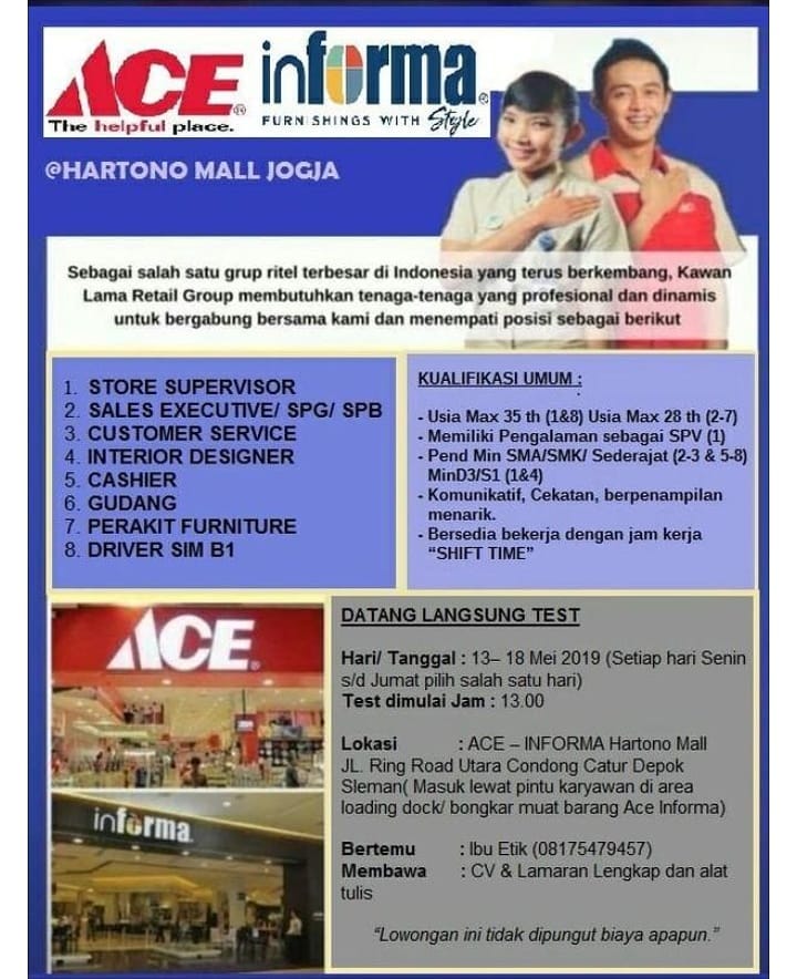 Lowongan Kerja ACE INFORMA (Kawan Lama Group) Mei 2019 - Berbagai ...