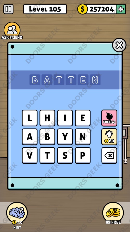 Escape Room: Mystery Word Level 105 Answer ~ Doors Geek