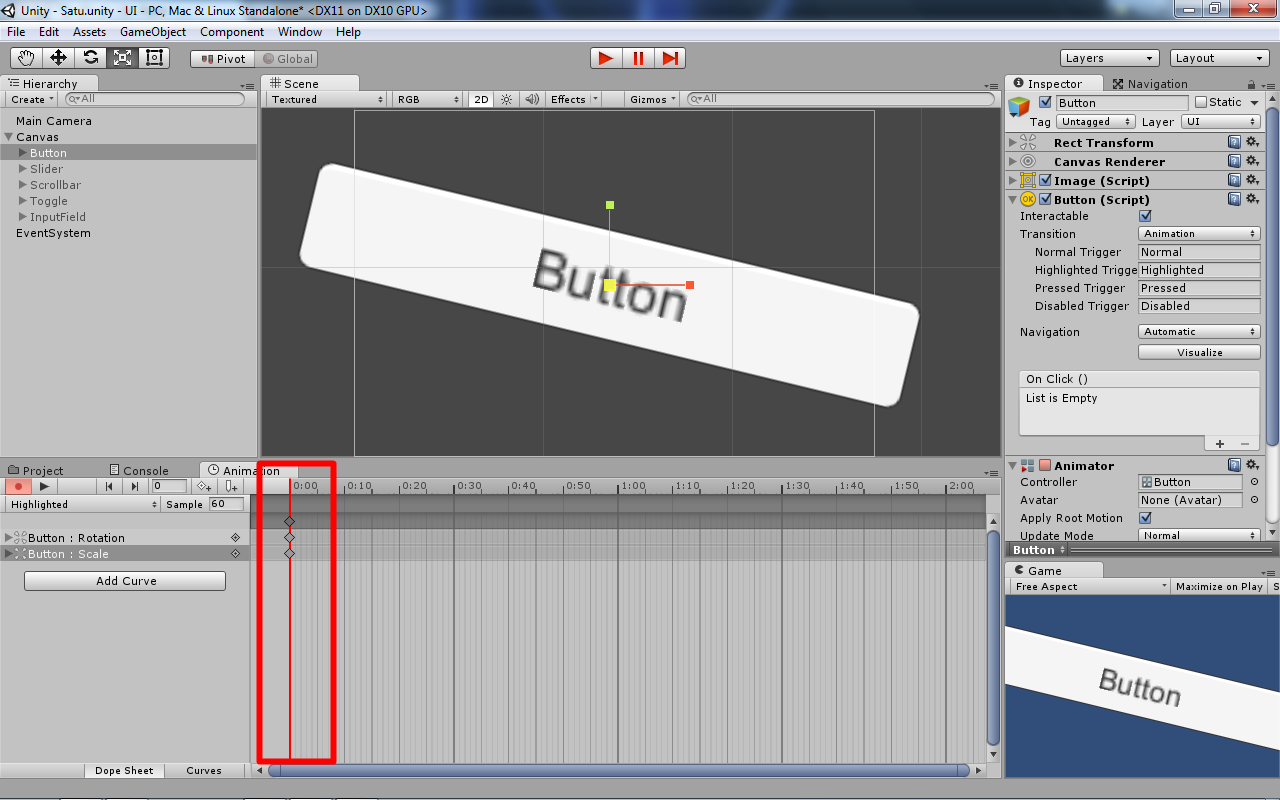 Unity Tutorial : UI Unity ~ Menambahkan Animasi pada Komponen UI