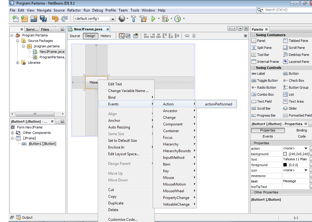 Inspirasi & Seni Technology: Belajar Java dengan Netbean - 2 ( JButton ...