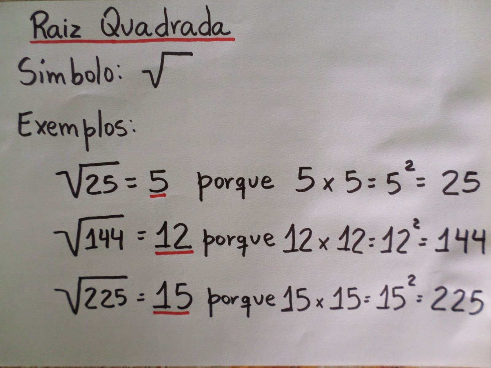 TMN - AULAS DE REFORÇO: MATEMÁTICA: POTÊNCIA E RAIZ QUADRADA