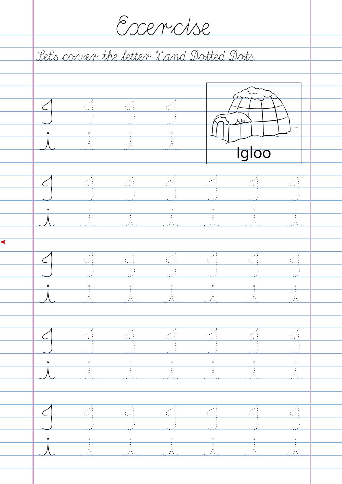 To print // activity Vowel "i" dotted in PDF