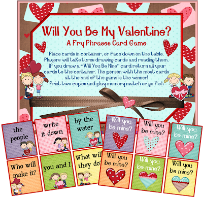 Classroom Freebies Too: Valentines Fry Phrases Game!