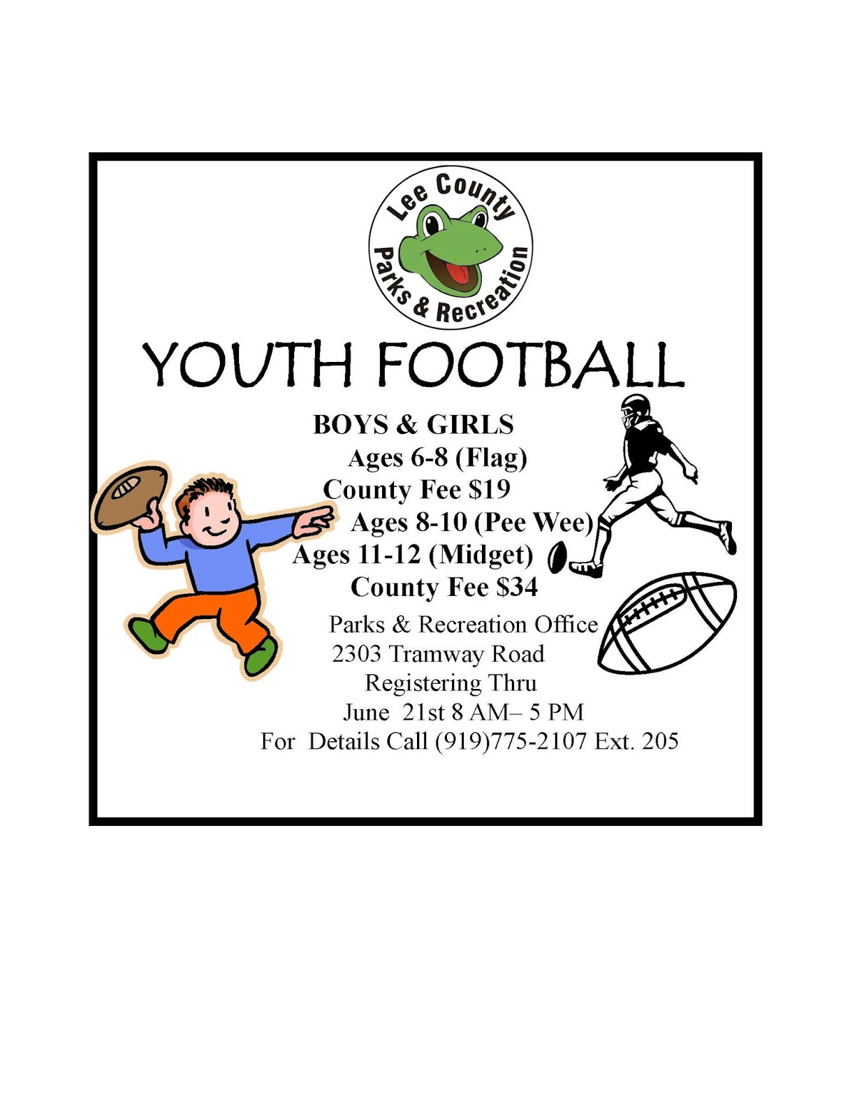Lee County Government: Youth Football Registration! Sign up today!