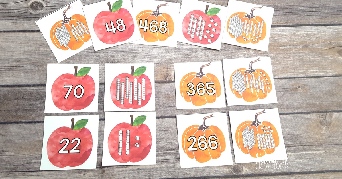 Fall Place Value Match Game | Sara J Creations