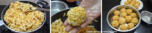 Arisi Pori Urundai Recipe / Pori urundai - Annam's Recipes