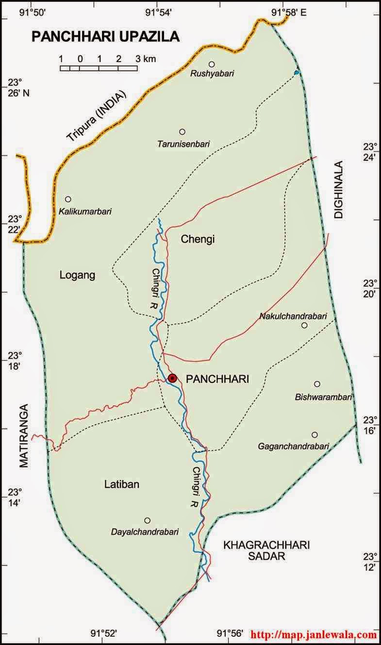 Panchhari Upazila Map, Khagrachhari District, Bangladesh