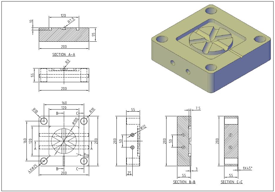 Gambar Part Modeling 1 dan Gambar Shop Drawing - Jasa Gambar Teknik Gratis