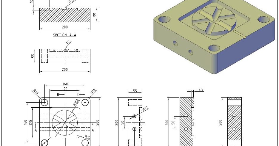 Gambar Part Modeling 1 dan Gambar Shop Drawing - Jasa Gambar Teknik Gratis
