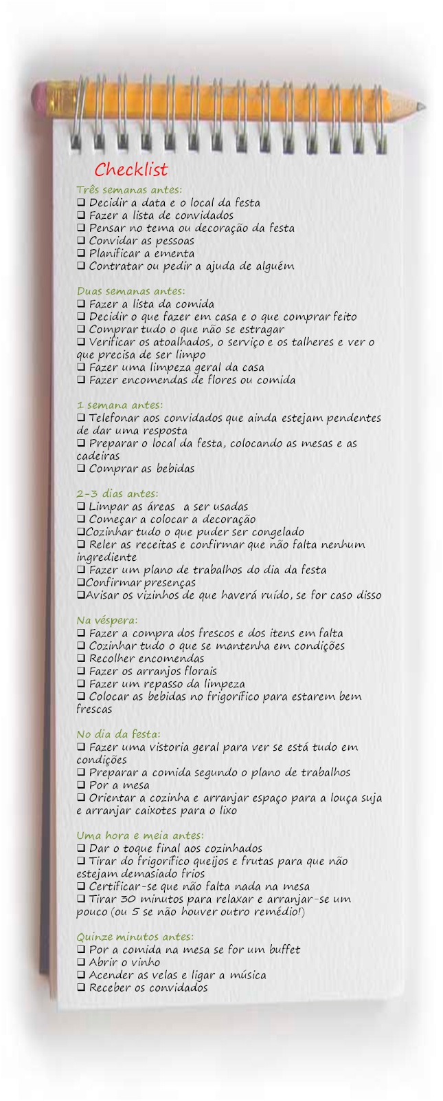 Mesa Criativa: Checklist... para uma festa em casa
