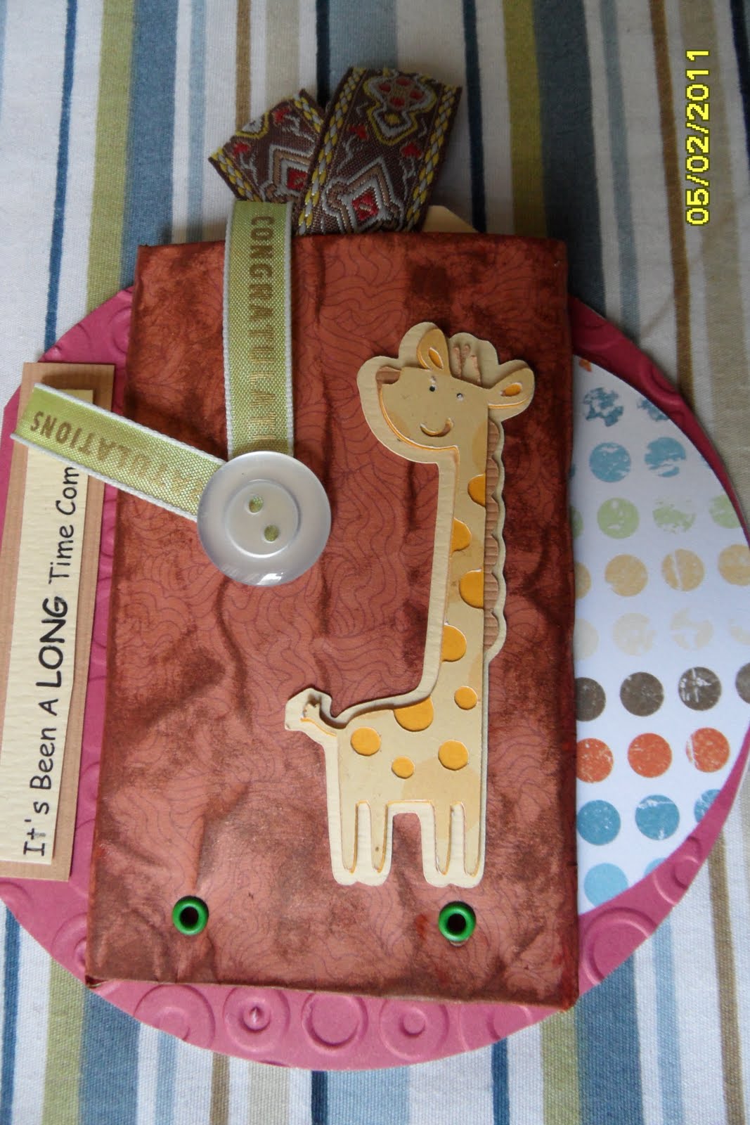 Purple Peeps Techniques: Retirement Giraffe gift card holder.