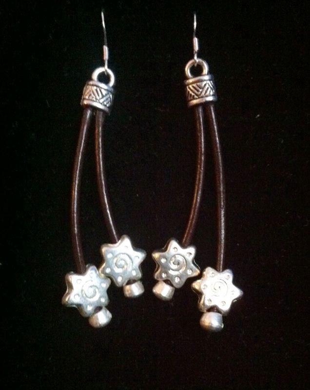 INCA JOYERÍA ARTESANAL: INCA, Colección Plata y Cuero- PENDIENTES