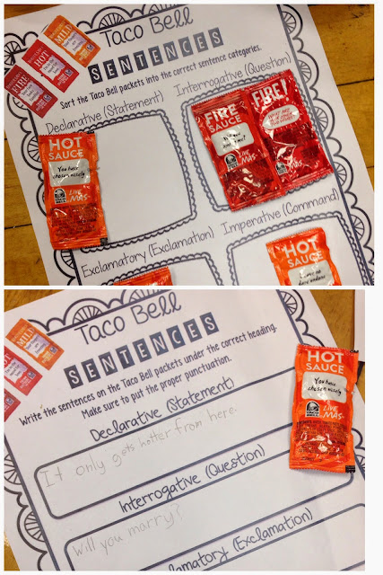 Types of Sentences with Taco Bell Sauce Packets! - Teach Two Reach 2nd ...