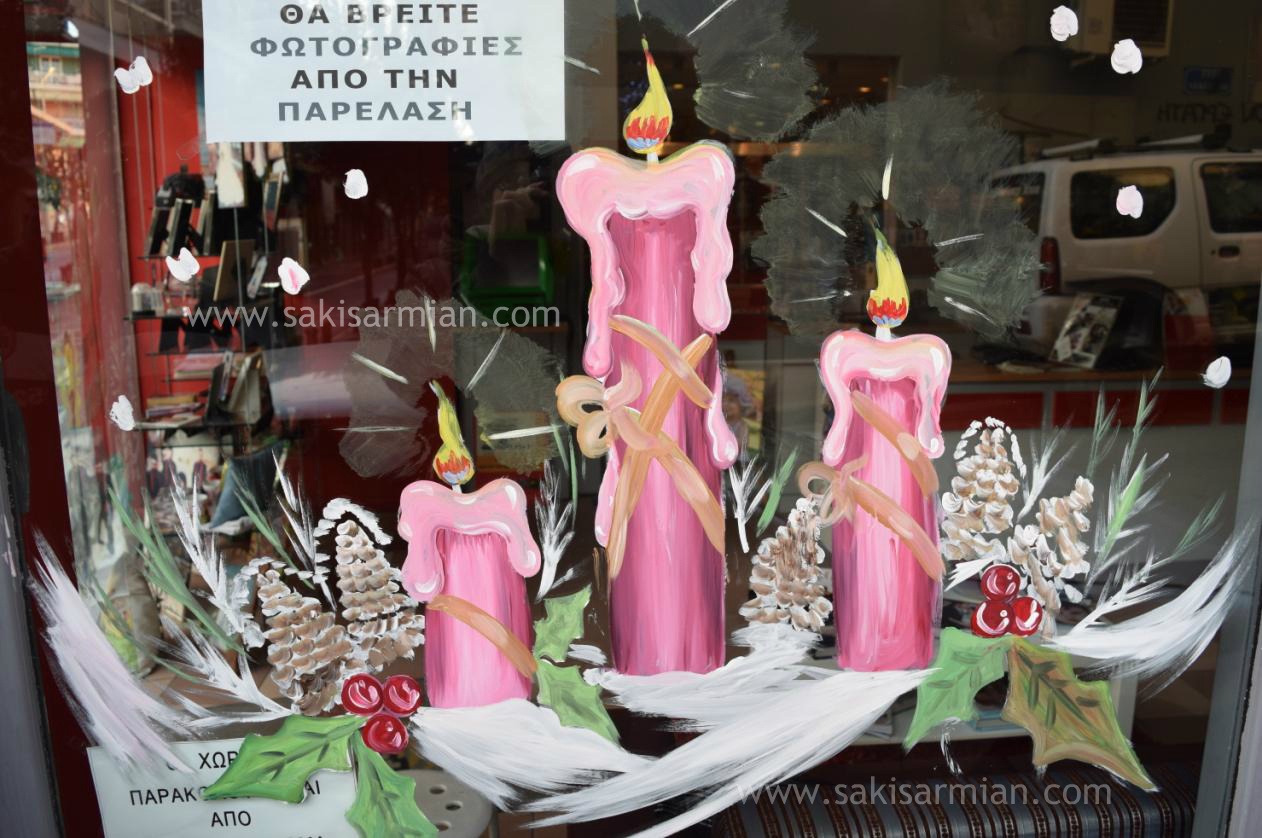 Χριστουγεννιάτικες ζωγραφιές σε Βιτρινες | Art-zografiki