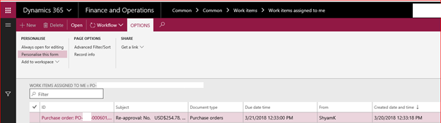Purchase order workflow PO Approver - Workflow Part 3 - Dynamics 365