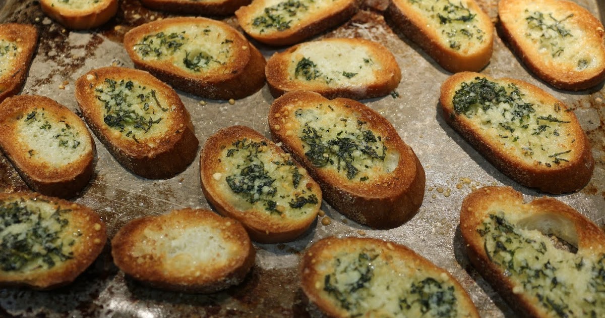 Mint Garlic Basil Toast Points