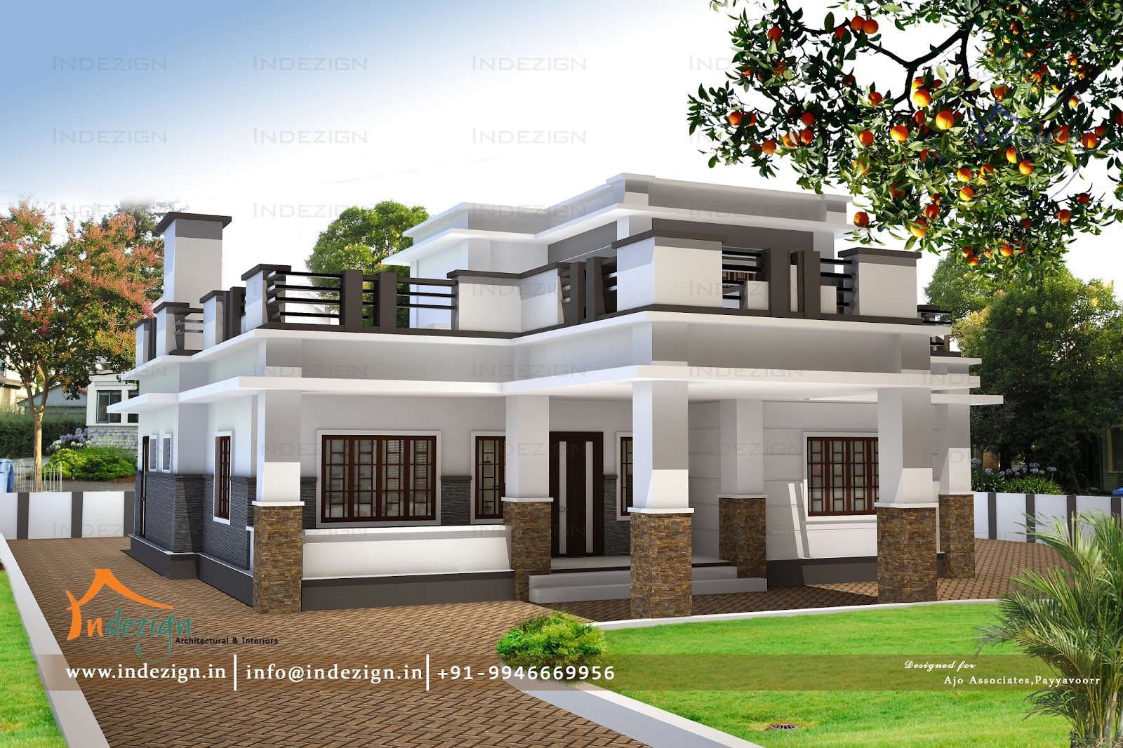 KANNUR INTERIOR DESIGNING SERVICES: Single floor villa designing