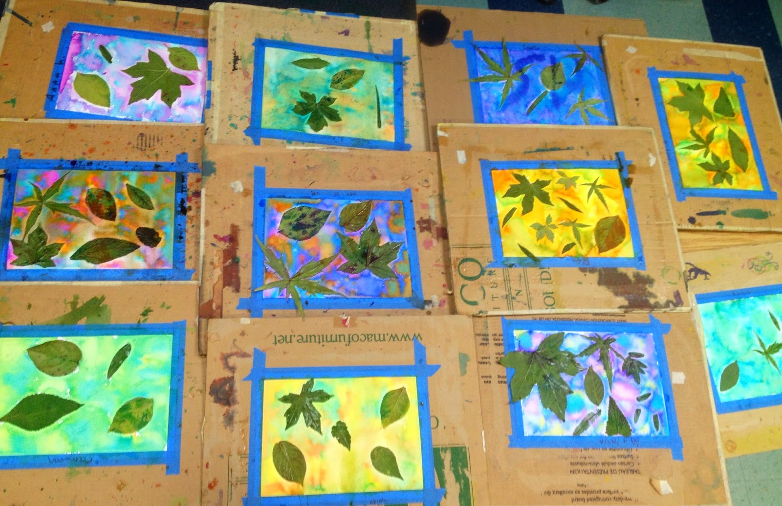 Friends School Art: 5th Grade - Abstract Leaf Paintings