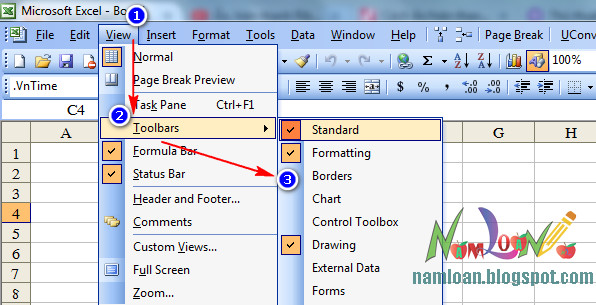 Ẩn, hiện thanh công cụ Ribbon trong Excel 2007, 2010, 2013, 2015,2003 ...
