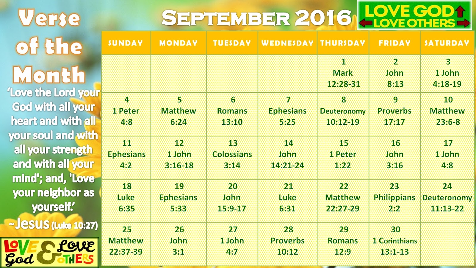 Godly Woman Daily Calendar - September 2016 - Printable Version