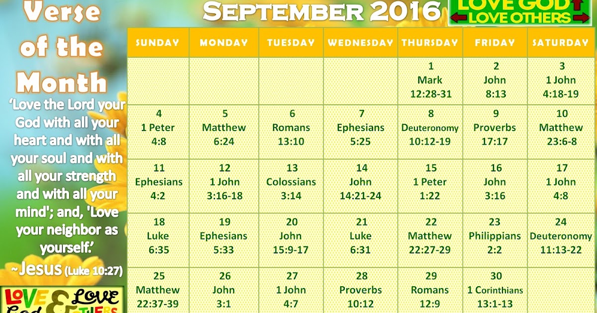 Godly Woman Daily Calendar - September 2016 - Printable Version