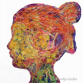 peaceofpi studio: Painter Girl Stitched Art Journal Portrait