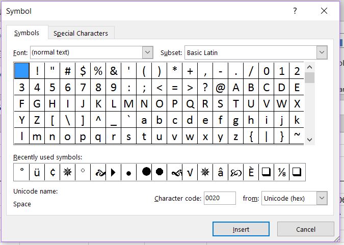 Computare Citus: Insert the Degree Sign: using Symbol