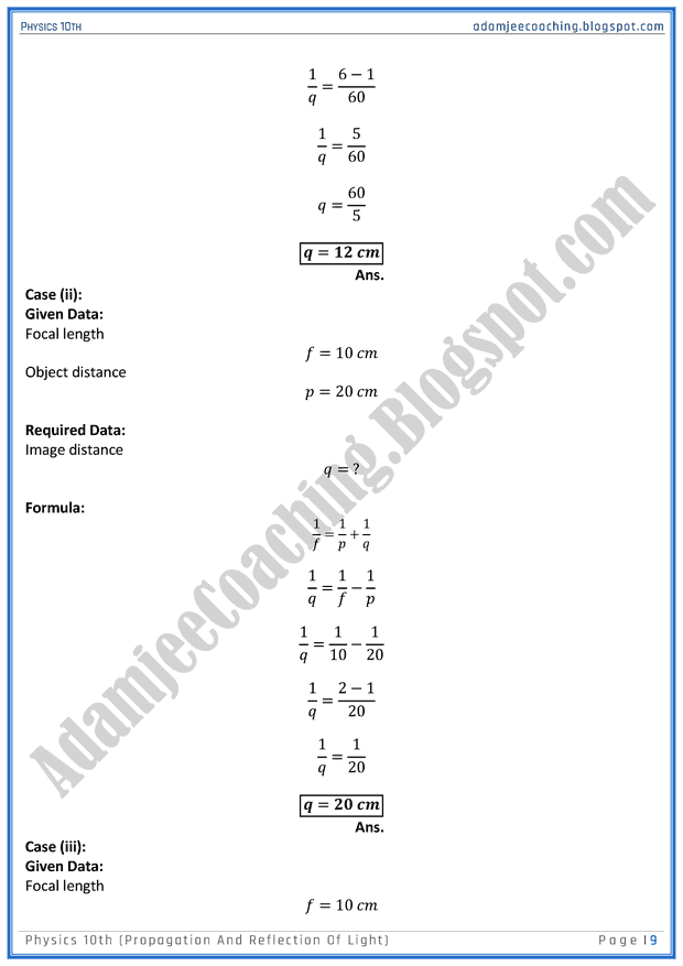 Adamjee Coaching: Propagation and Reflection of Light - Solved ...