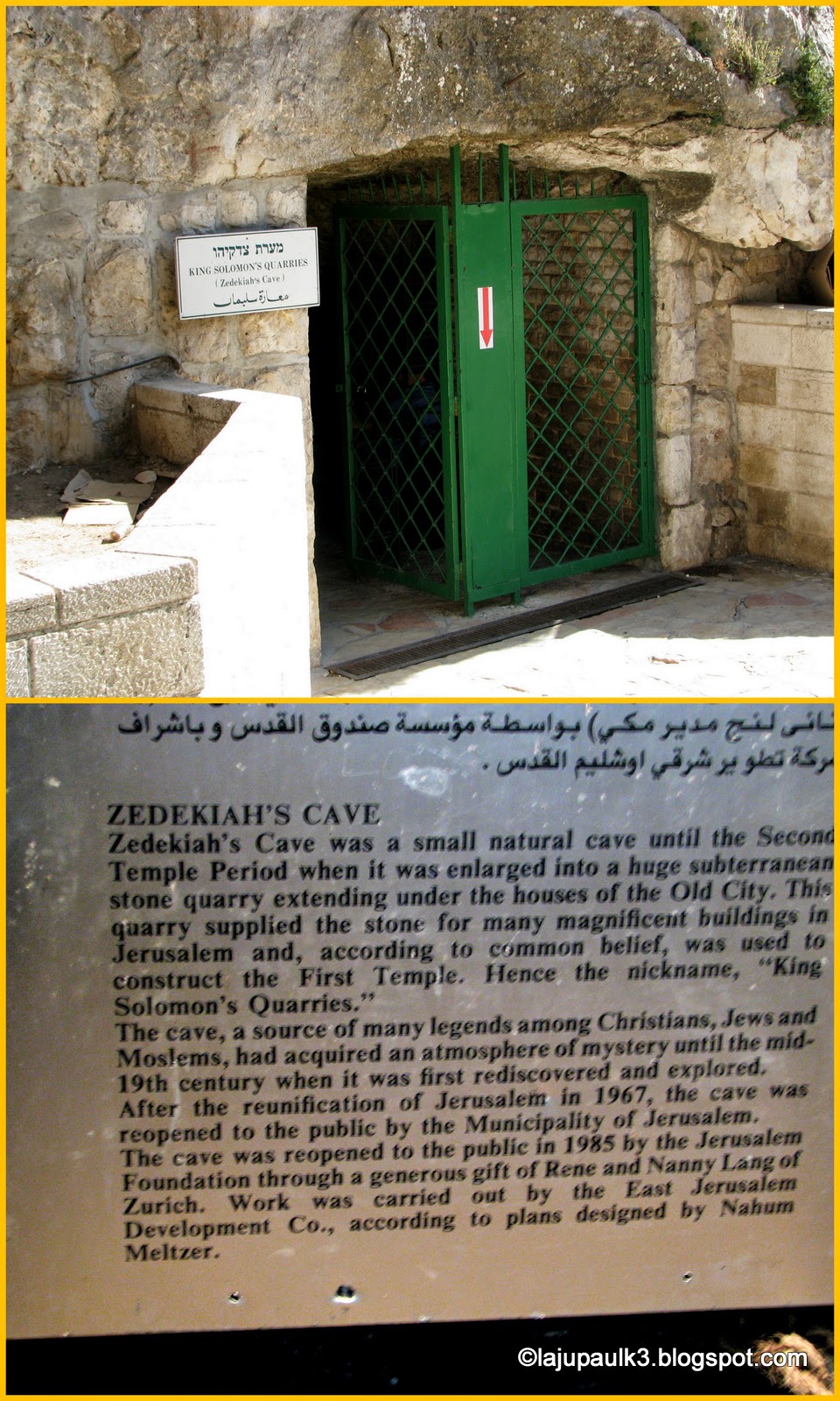 THROUGH THE LAND OF ISRAEL III: 28) Zedekiah's cave or Solomon's ...