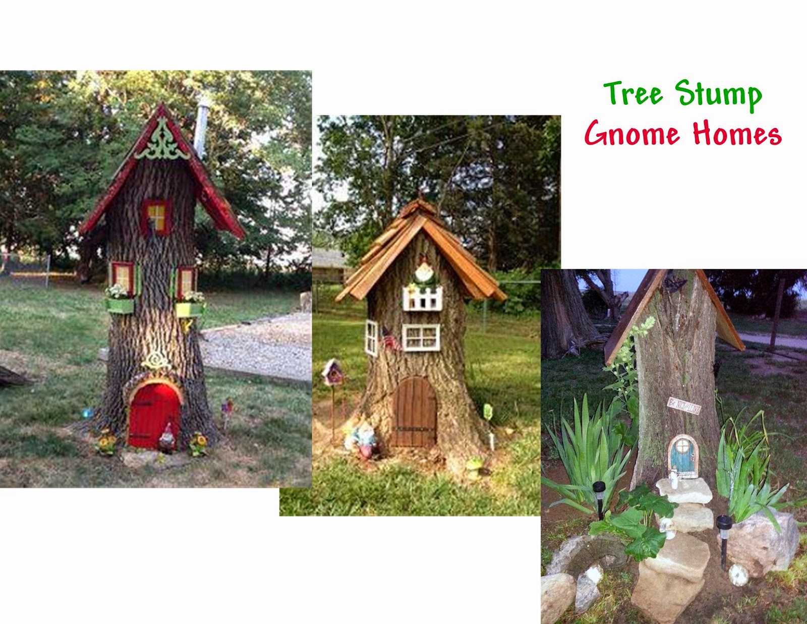 Hodgepodge from The Geranium Farm: Tree Stump Gnome Homes