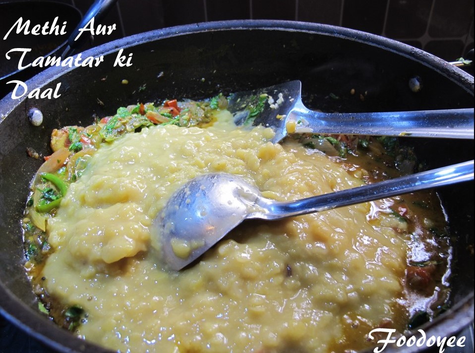 Methi and Tomato daal - Menti Kura Pappu