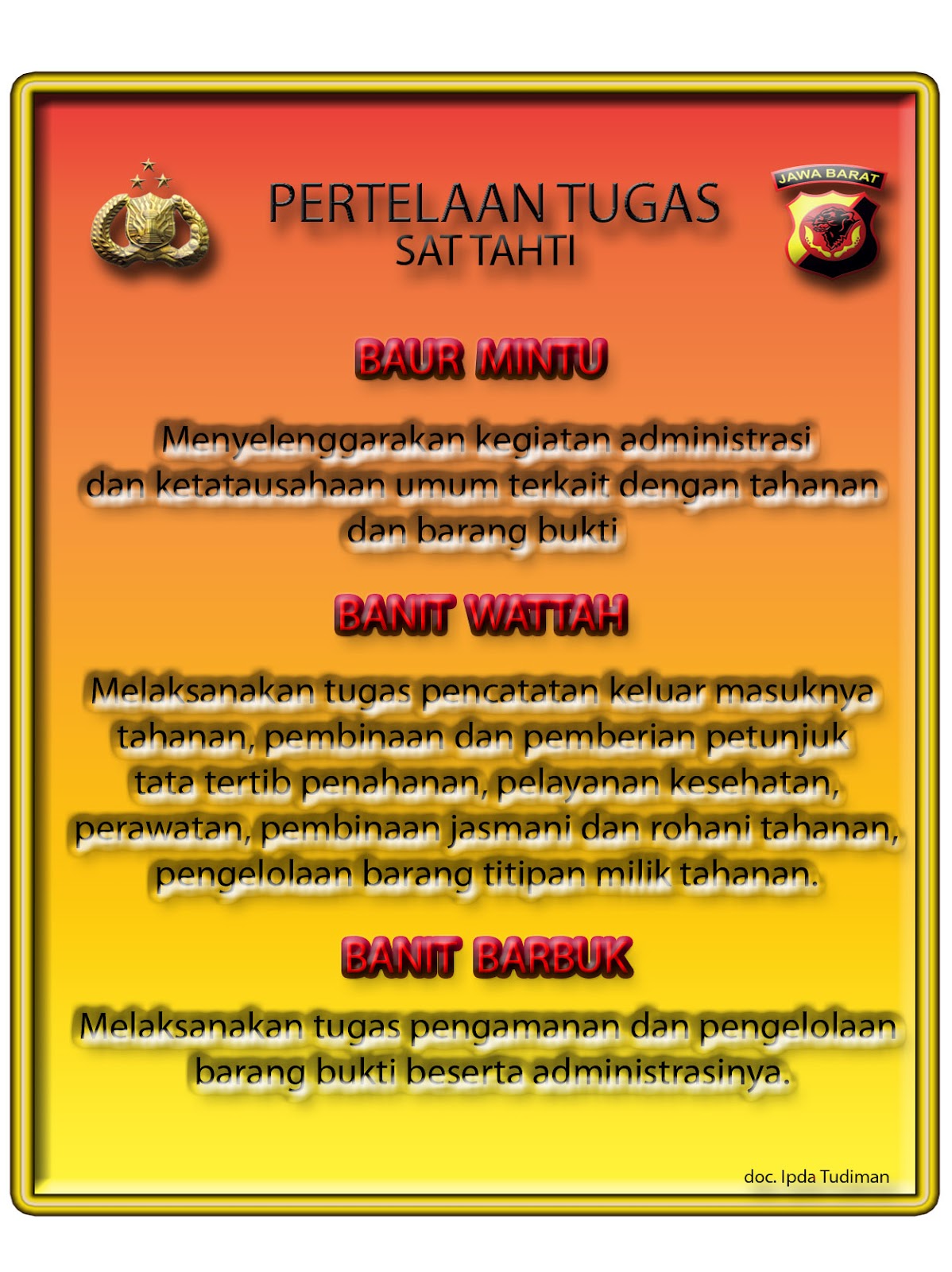 Pertelaan Tugas - Sat Tahti Polres Tasikmalaya