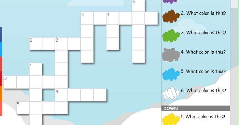 English Corner Time: Colours Crossword