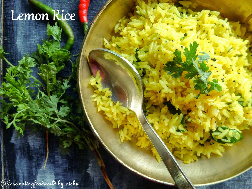 Lemon rice {Vegan + Gluten-free + Jain}