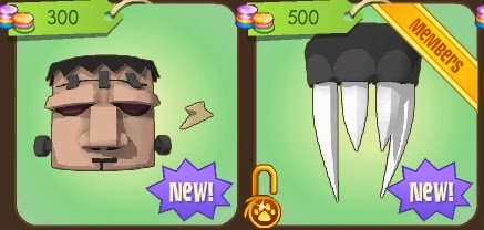 Animal Jam River: Monster teeth and frankenstein mask