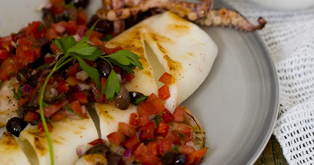 Contigo en la playa! : CALAMAR A LA PARRILLA CON SALSA DE OLIVAS