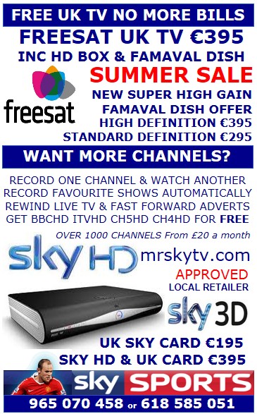 Sky tv Spain, Satellite Engineer Torrevieja Spain Freesat TV & SKY TV