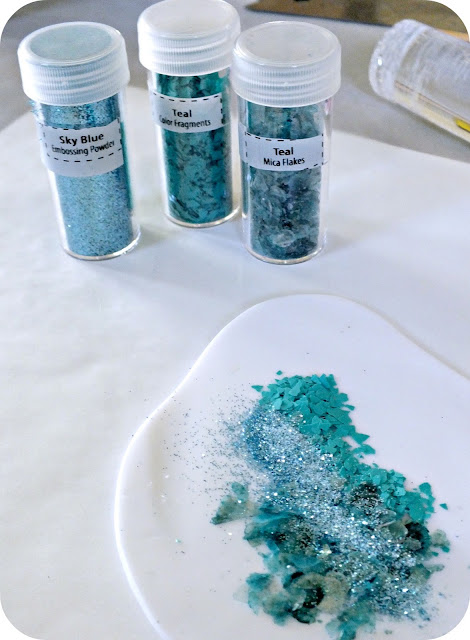 ...Make It With Me: Blue Glitter and Embossing Powder Meet Translucent Fimo