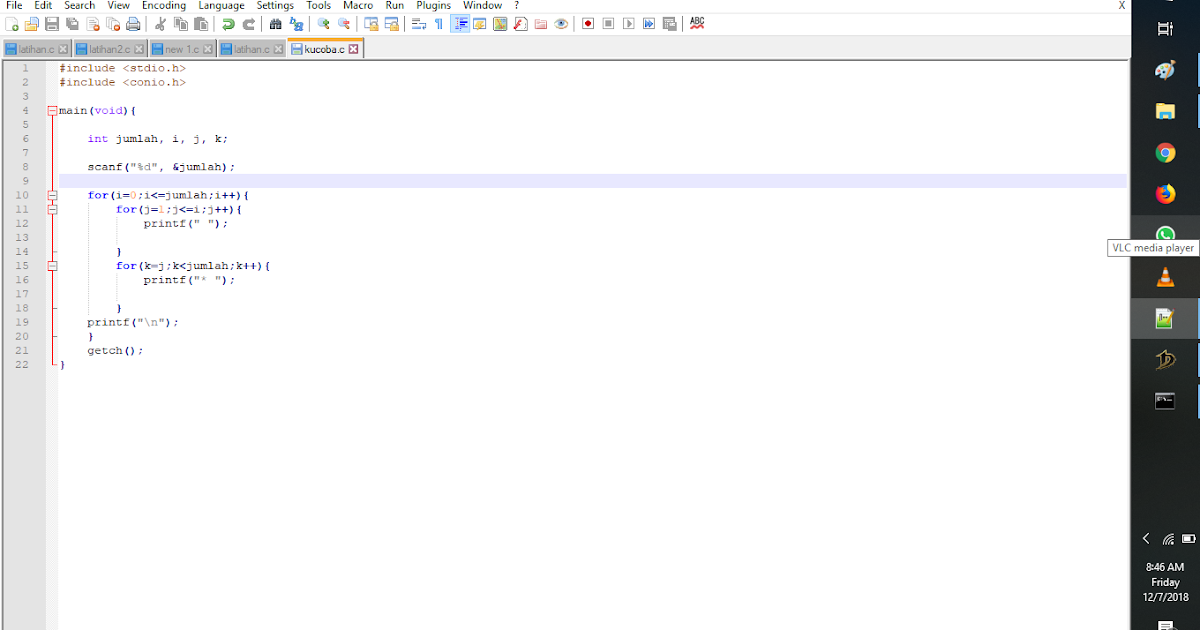PROGRAM MEMBUAT SEGITIGA SAMA SISI DENGAN BAHASA C