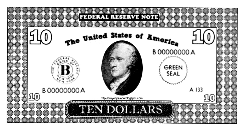 Crayon Palace: Printable Five, Ten and Twenty Dollar Bills