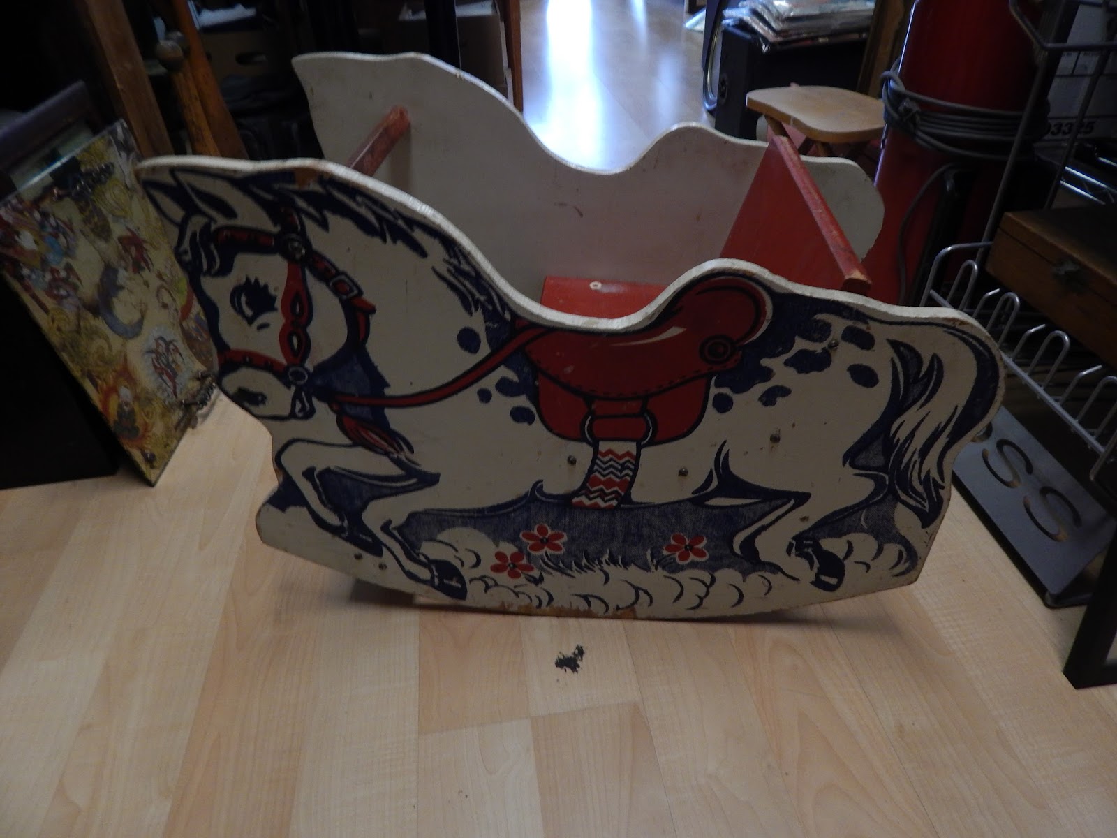 13909 Antiques: Vintage 1940s Child's Wood Rocking Horse