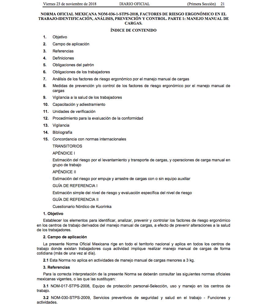 NOM-036-1-stps-2018, factores de riesgo ergonómico en el trabajo ...