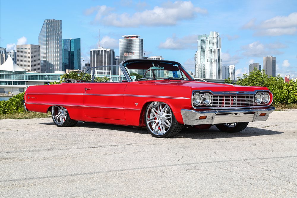 SouLSteer.com: Red 1964 Chevrolet Impala Convertible rides on chrome ...
