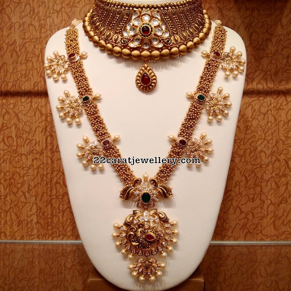 Gold Swirls Long Set by Naj Jewels - Jewellery Designs