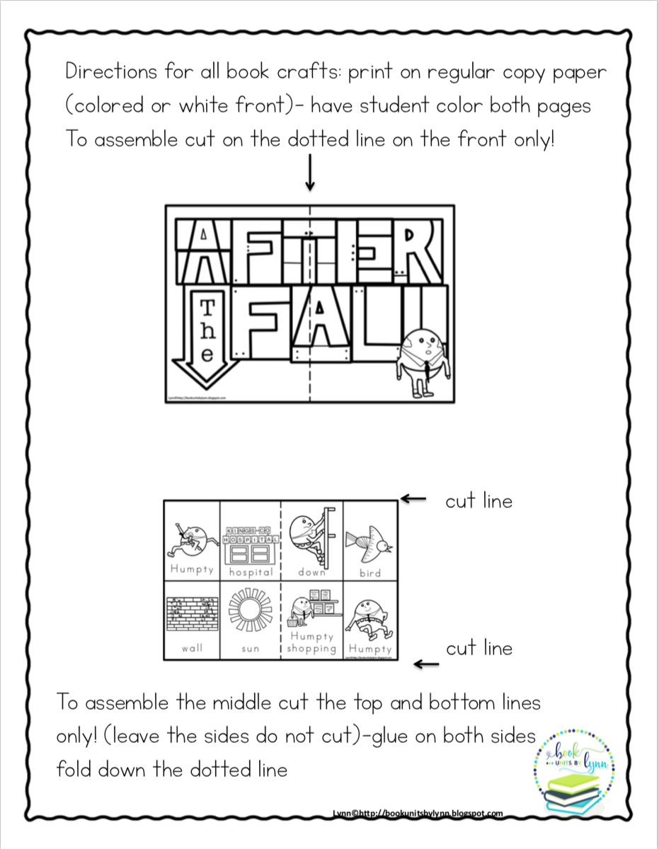 AFTER THE FALL BOOK CRAFT ~ Book Units by Lynn