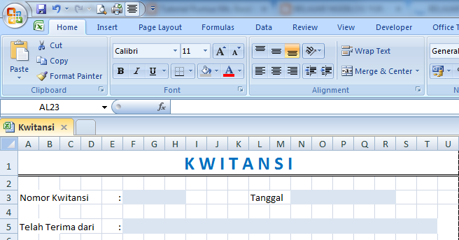Contoh Kwitansi Dengan Format Excel Terbaru Tahun 2016 - Homesdku