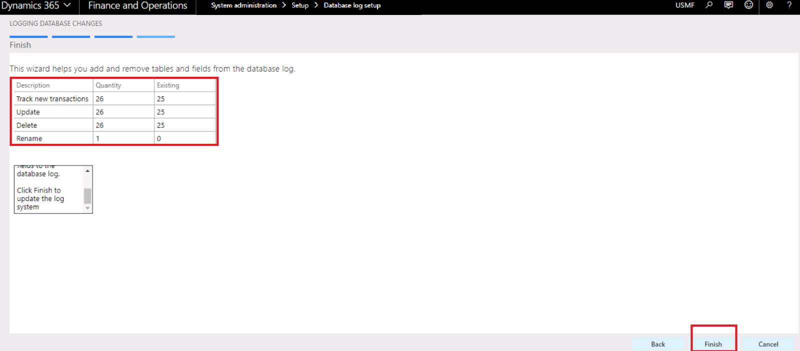 How to activate database log in dynamics 365?