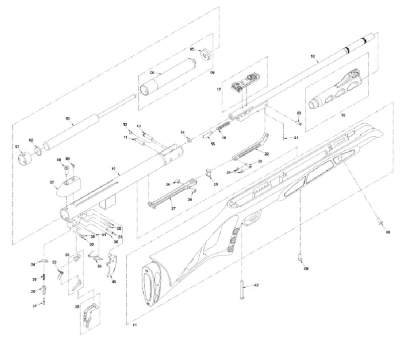 Airgun Shot: Vistas Explodidas de vários modelos de armas de pressão!
